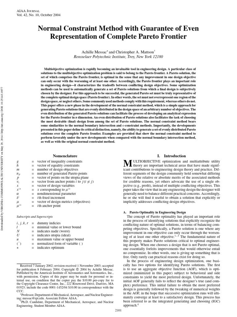Even Distribution in Pareto Optimization | PDF | Mathematical ...