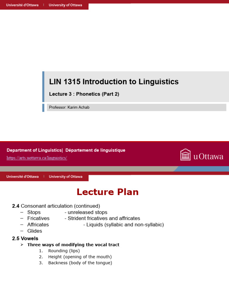 Lecture 3 Phonetics - PART 2 | PDF | Consonant | Vowel