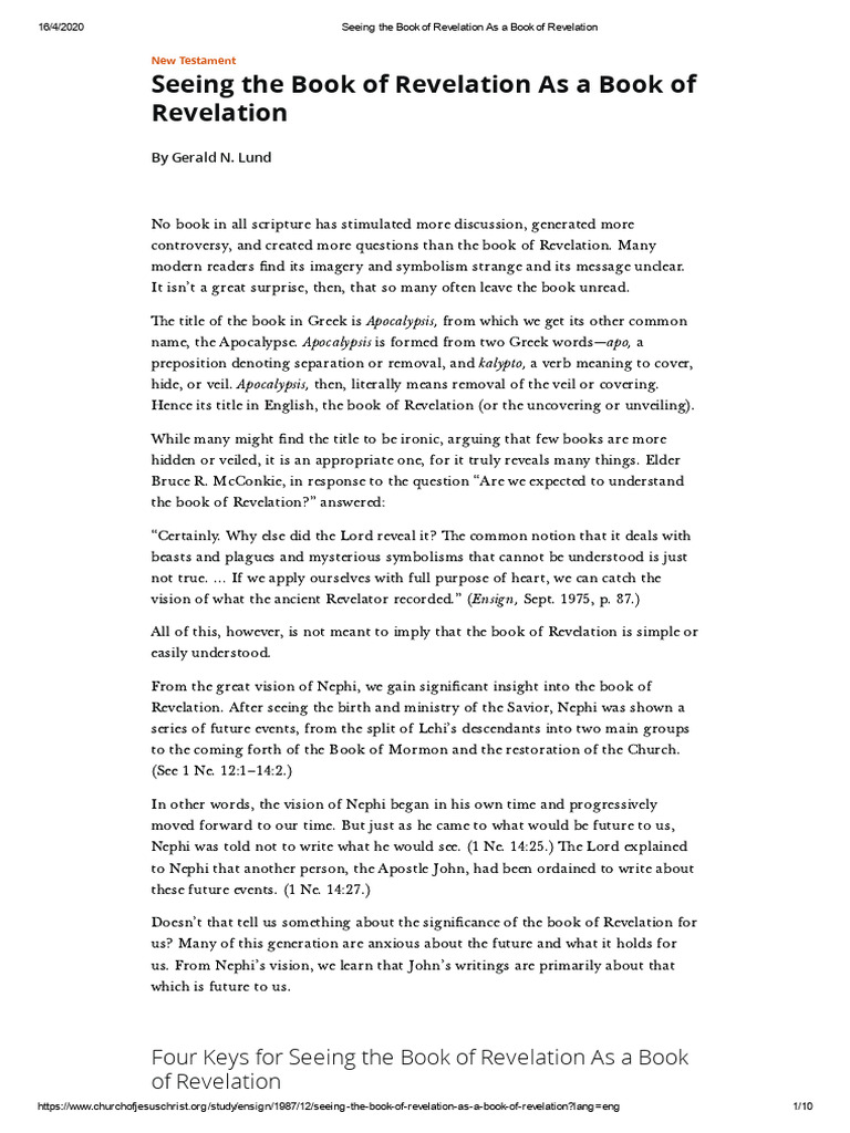 Understanding Revelation Through D&C 77 | PDF | Book Of Revelation ...