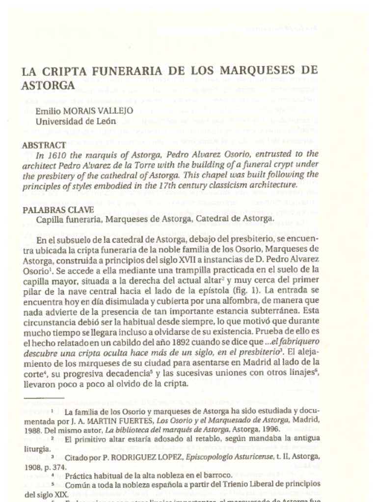 La Cripta Funeraria de Los Marqueses de Astorga | PDF