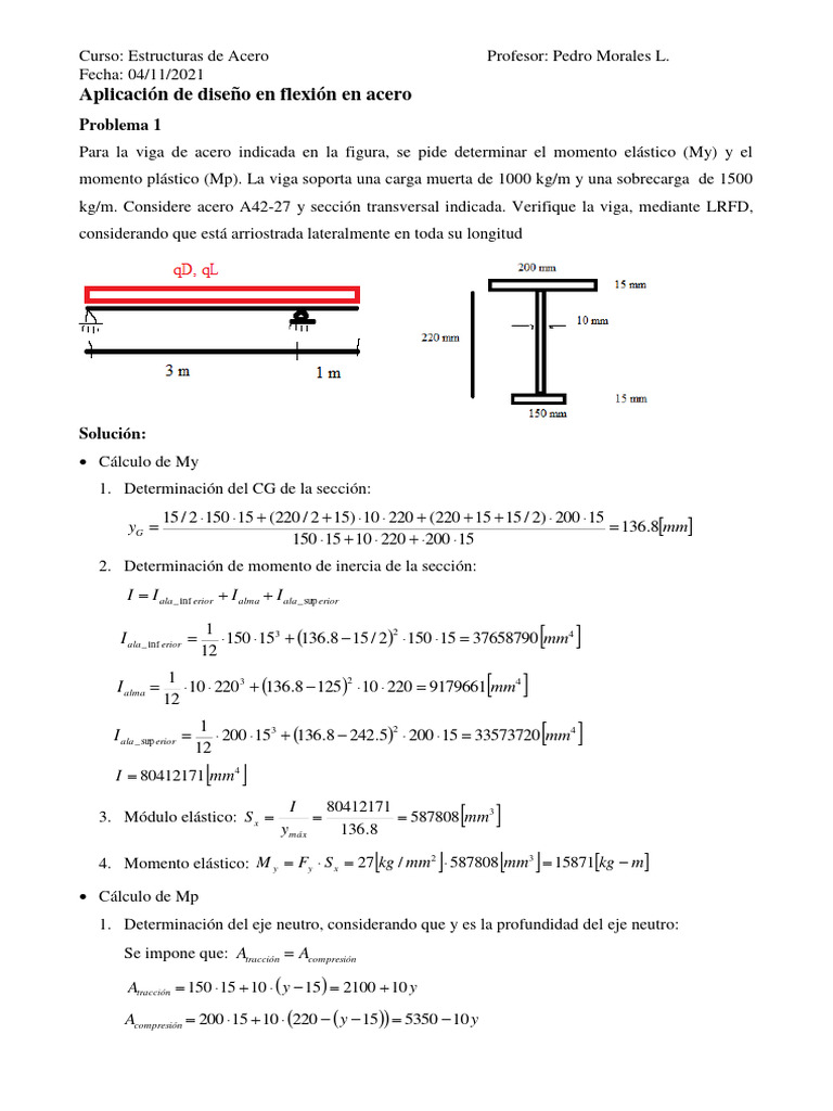 Aplicacion de Diseno en Flexion en Acero 2021-2 | PDF | Viga (Estructura) | Doblar