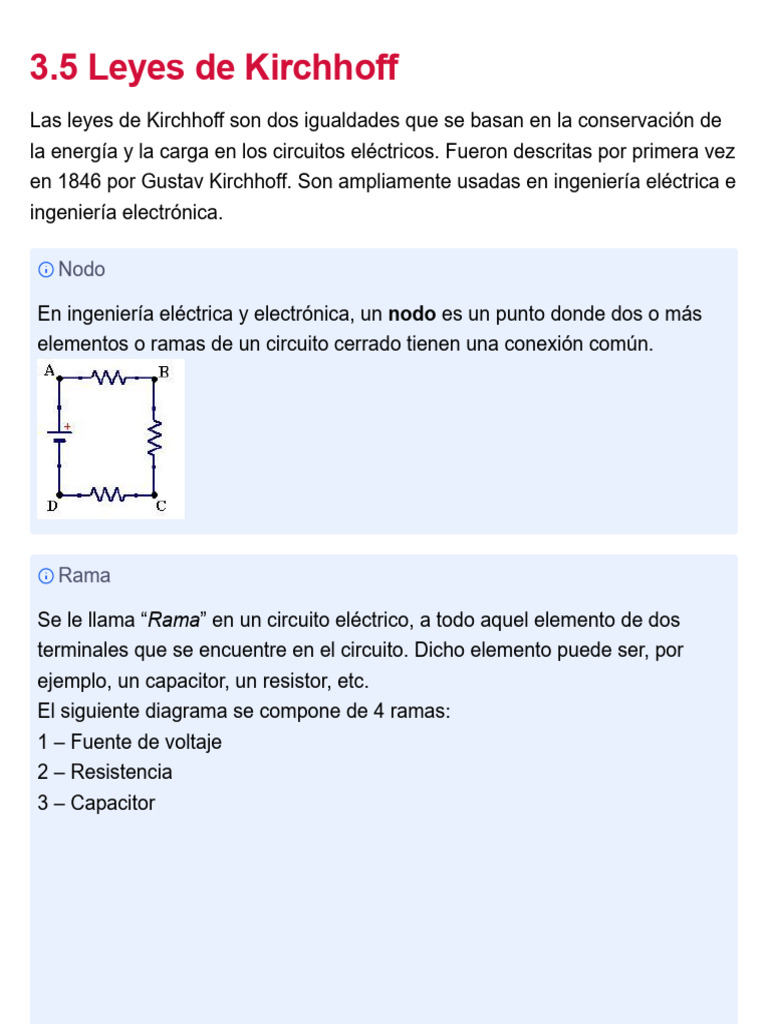 3.5 Leyes de Kirchhoff V2 | PDF | Ciencias fisicas | Ingenieria Eléctrica