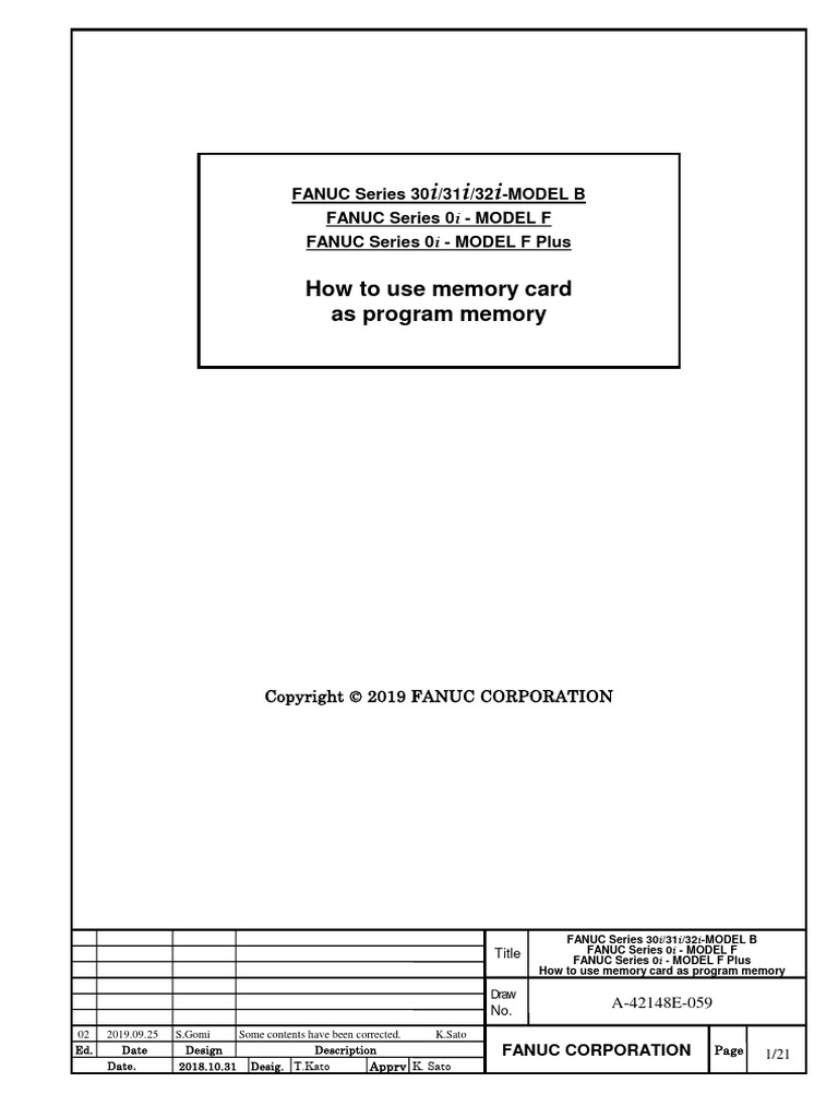 How To Use Memory Card As Program Memory: FANUC Series 30 /31 /32 ...