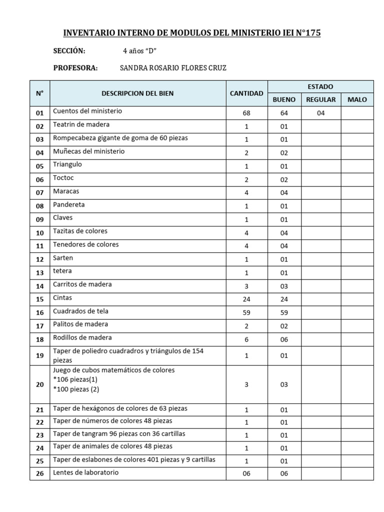 Formato para Inventario Interno de Bienes y Enseres 1 | PDF