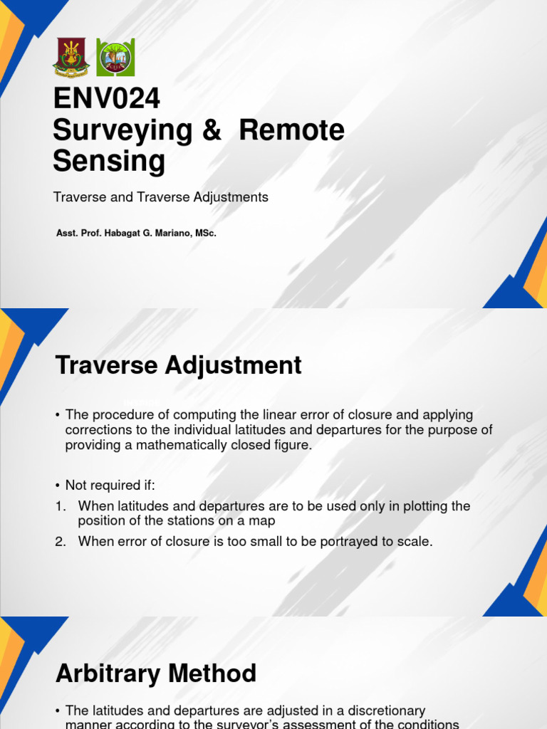Traverse and Traverse Adjustment | PDF | Surveying | Minute And Second Of Arc