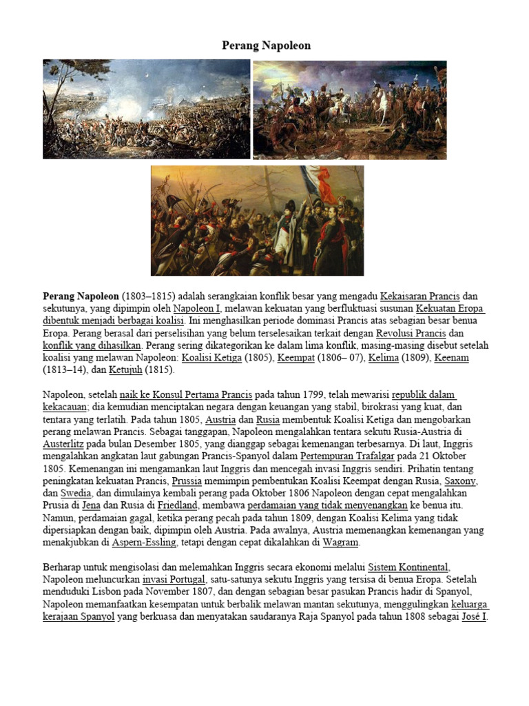 Perang Napoleon dan Koalisi Eropa 1815 | PDF | Sejarah