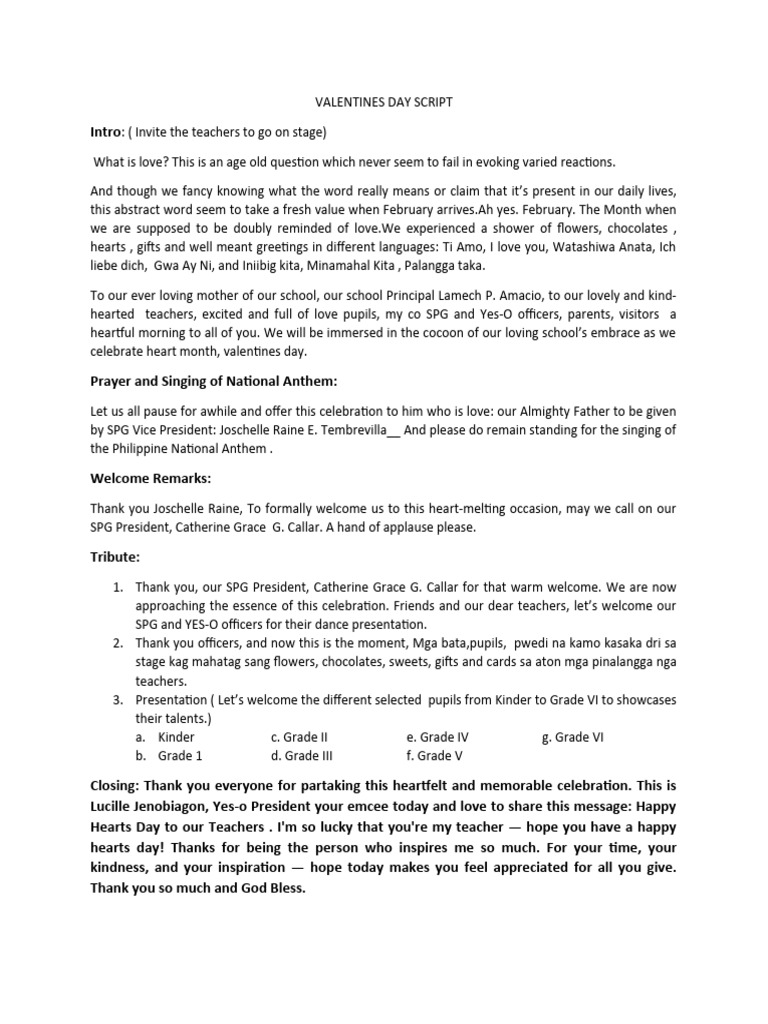 Valentines Day Script | PDF