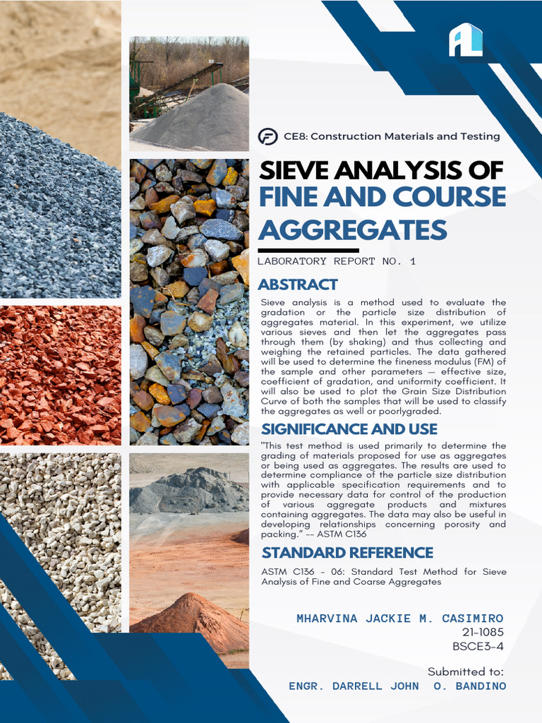 Fine and Course Aggregates: Sieve Analysis of | PDF | Concrete ...