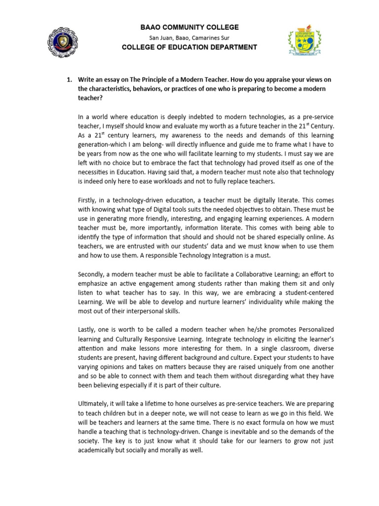 The Principleofa Modern Teacher | PDF | Learning | Teachers