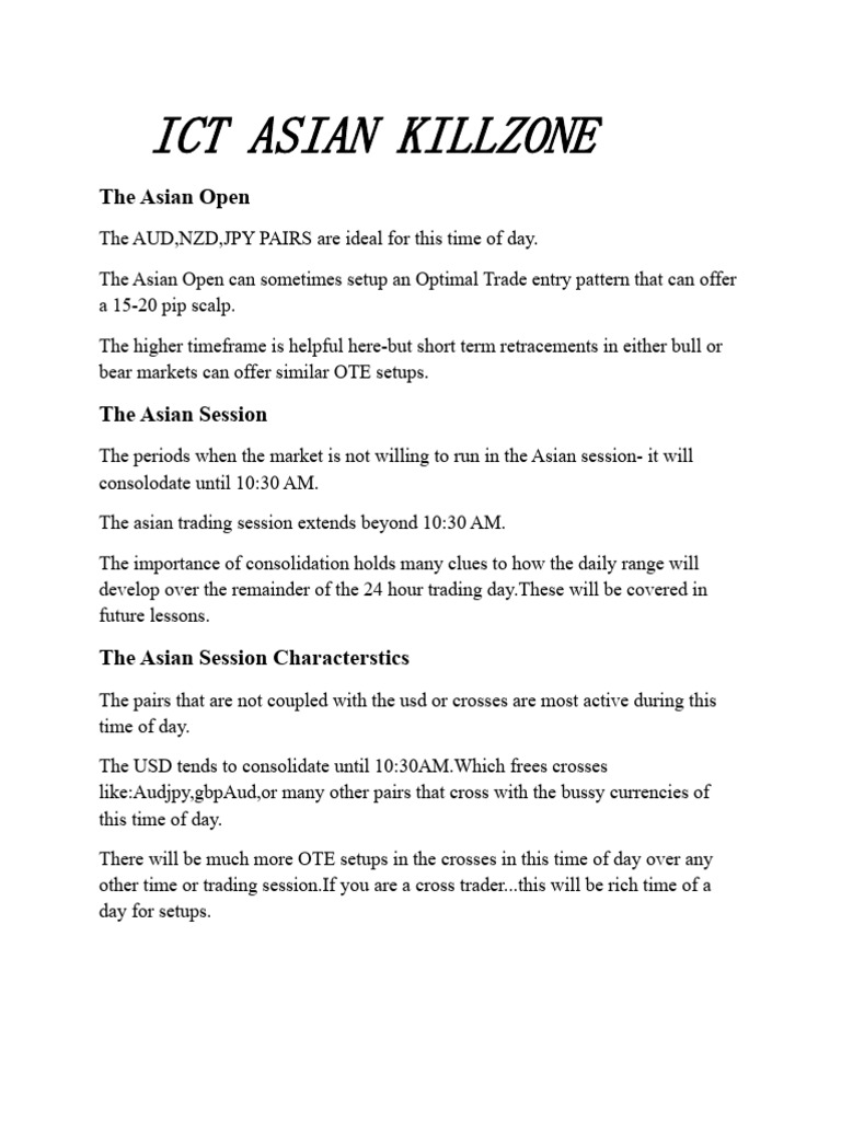 Asian Session Killzone Insights | PDF