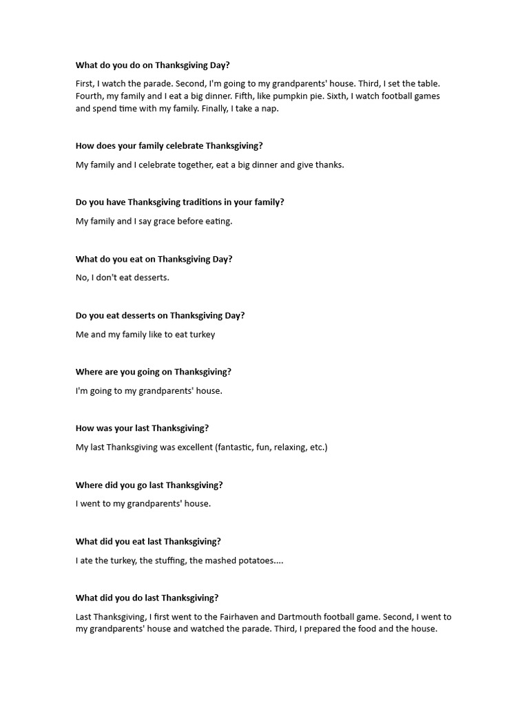 Thanksgiving Traditions and History | PDF | Thanksgiving