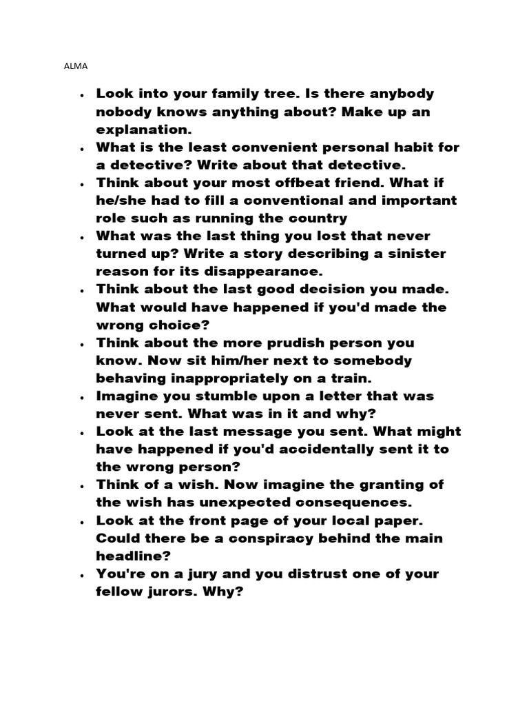 Creative Writing Prompts for Storytelling | PDF