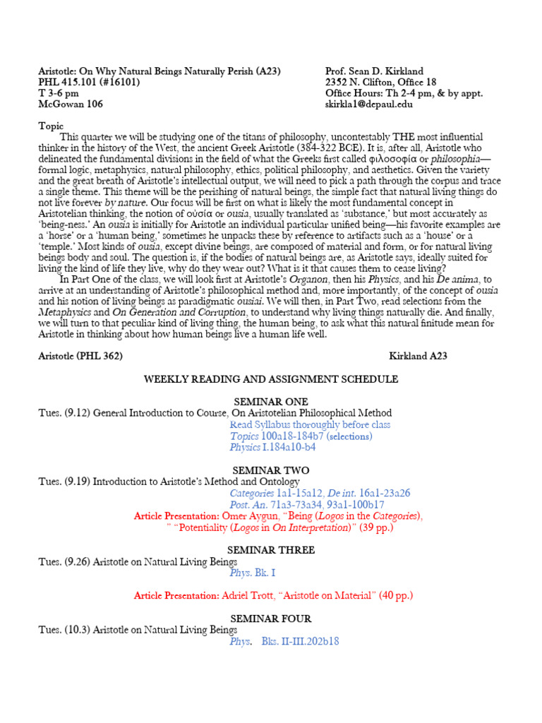 Aristotle on Natural Beings' Perishing | PDF | Aristotle | Ancient Greek Philosophy