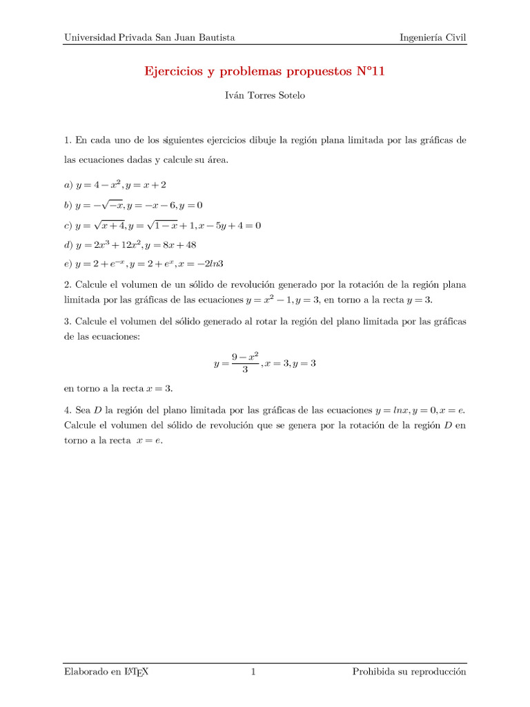Ejercicios y Problemas Propuestos N°11 | PDF