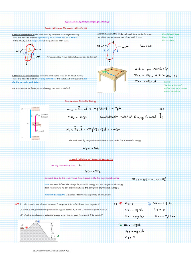 Chapter8 Conservation of Energy | PDF | Force | Potential Energy