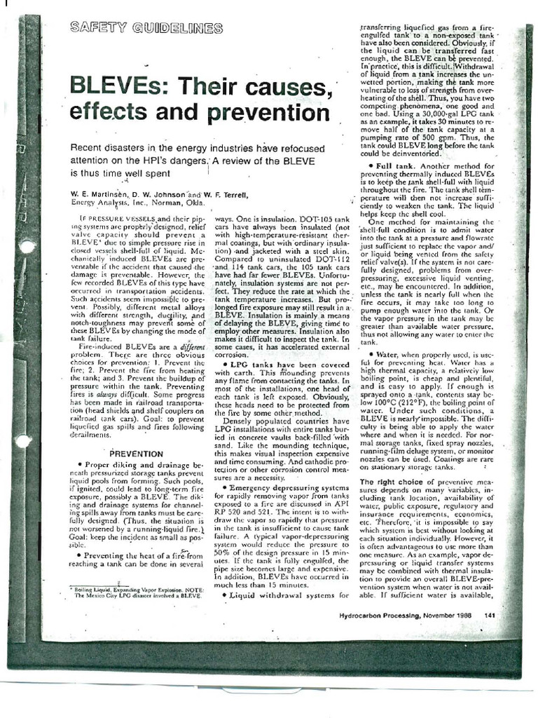 Bleves Their Causes Effects and Prevention | PDF | Nature | Gas ...