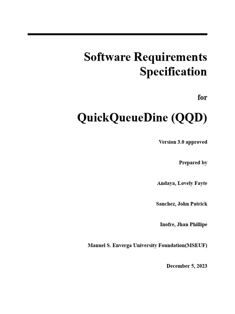 SRS - QQD - Version 3 (Software Engineering 1) | PDF | Point Of Sale ...