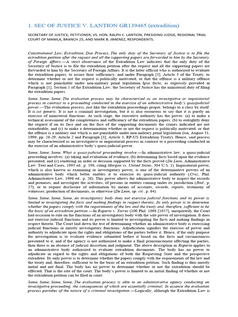 Extradition Law: Due Process Explained | PDF | Extradition | Due ...