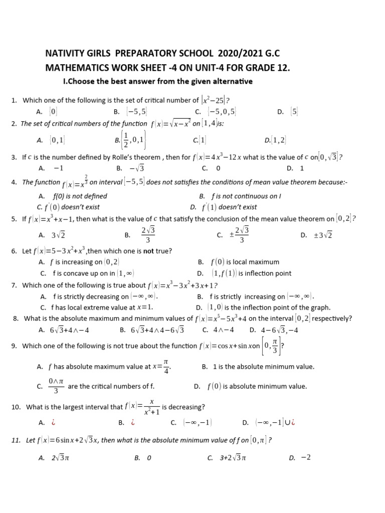 Maths Work Sheet-4 On Unit - 4.ddocx | PDF | Area | Geometry