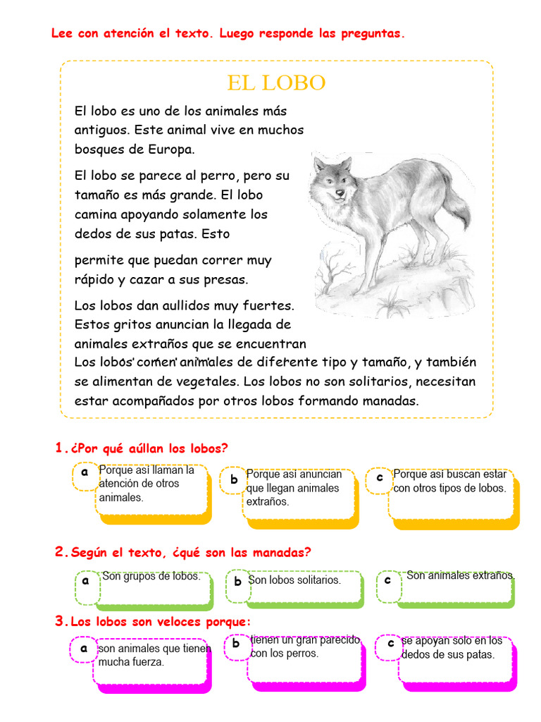 Leemos Juntos El Lobo | PDF | Estudios de idiomas extranjeros