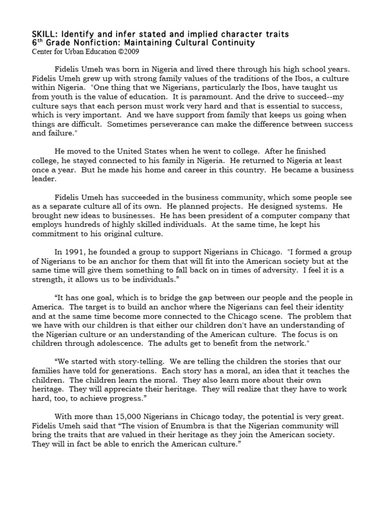 Grade 6 Character Traits | PDF | Spider