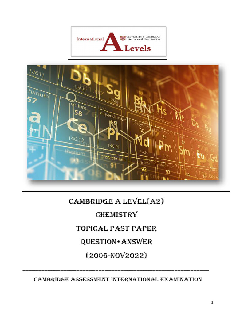 A2 Chemistry Topical Paper 4 Question+Answer | PDF
