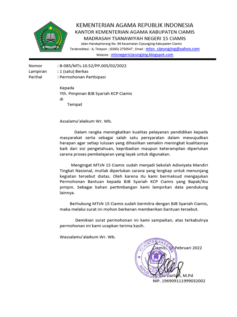Surat Permohonan Bantuan | PDF