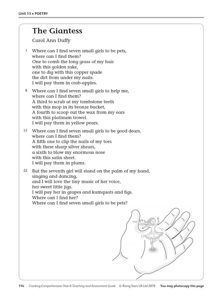 Poetry Analysis: The Giantess by Duffy | PDF