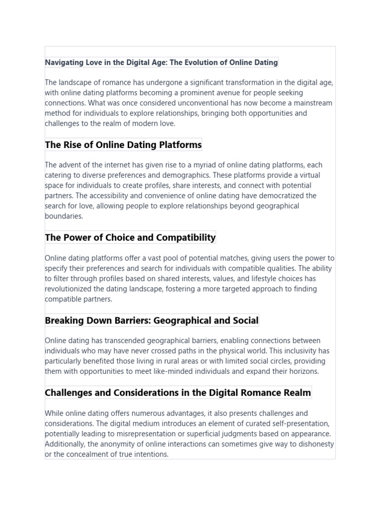 Online Dating | PDF | Communication | Human Communication