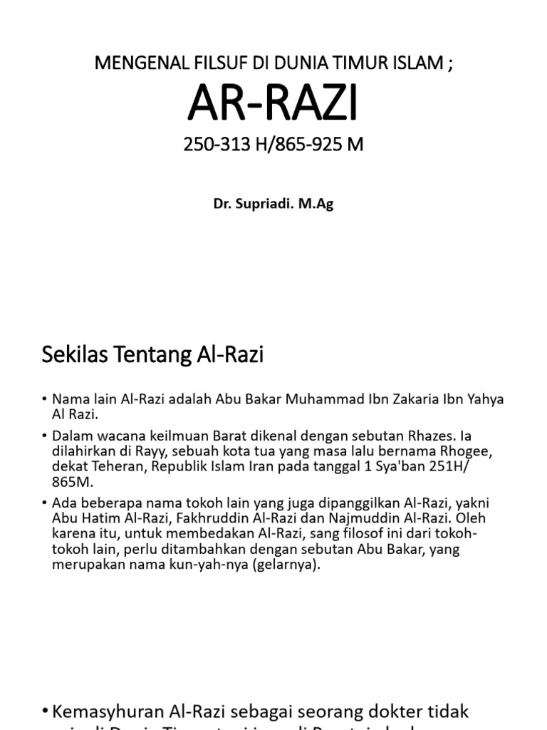 Pertemuan Ke 6 Fislafat Al-Razi | PDF