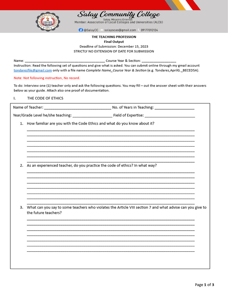 Final Output The Teaching Profession | PDF