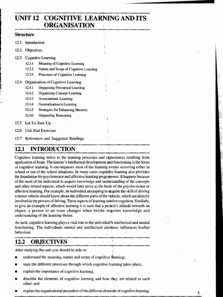 Cognitive Learning Theory Notes | PDF | Perception | Learning