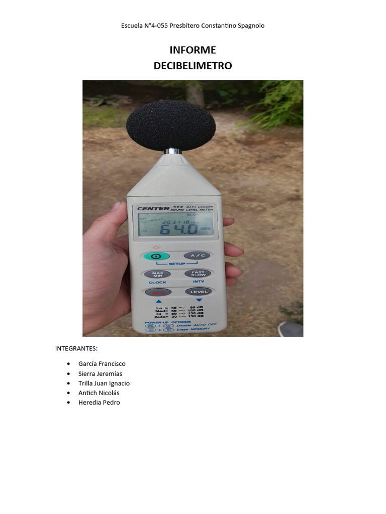 INFORME DE DECIBELIMETRO | PDF | Sonido | Decibel