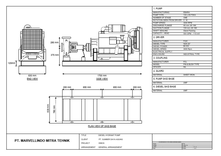 Drawing Dimensi Diesel Pump 100X65 FSKA + FAW 4DX FIX | PDF | Pump ...