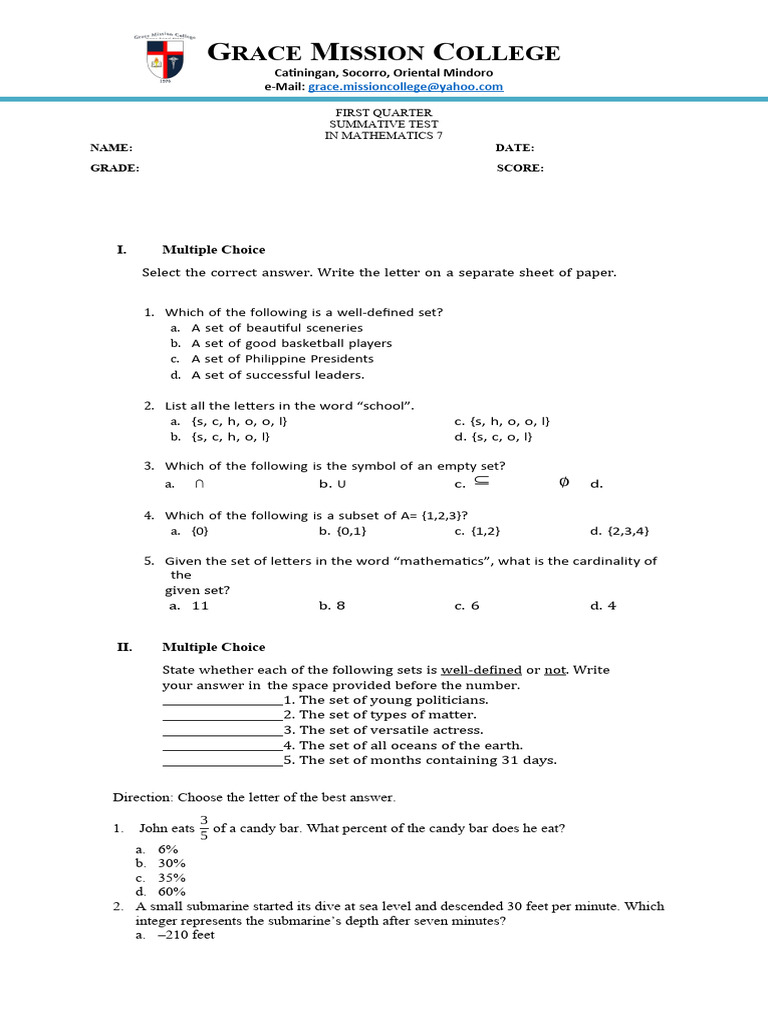 Math 7 | PDF | Mathematical Objects | Mathematical Concepts