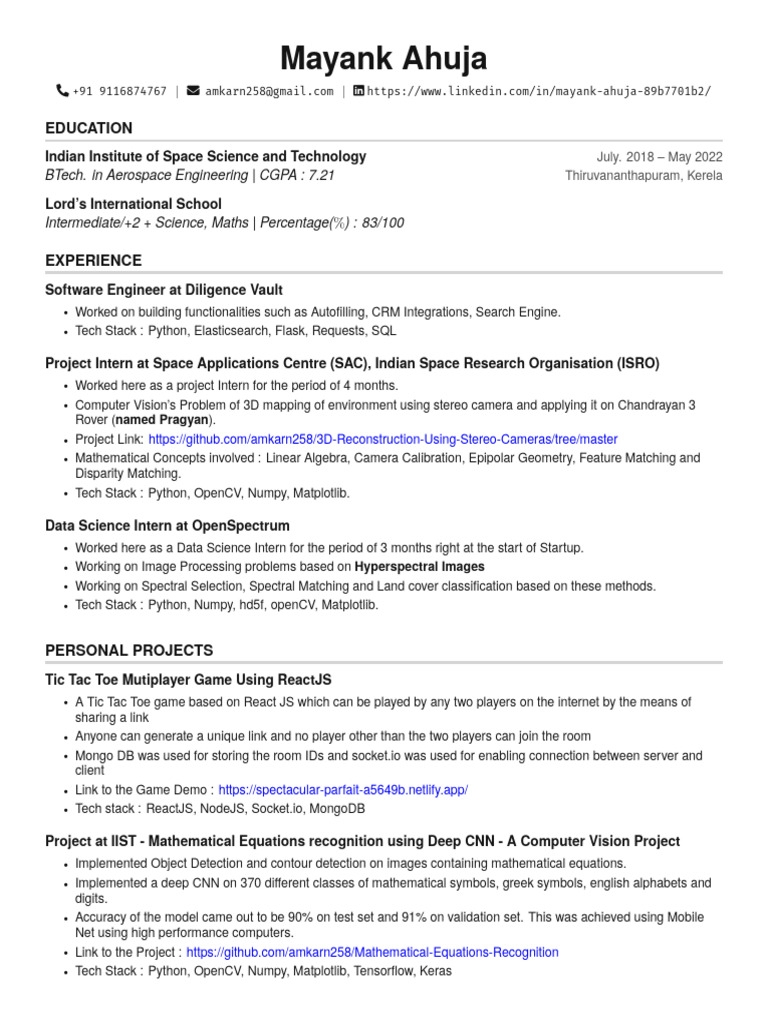 Mayank Ahuja: Education | PDF | Computer Vision | Python (Programming Language)