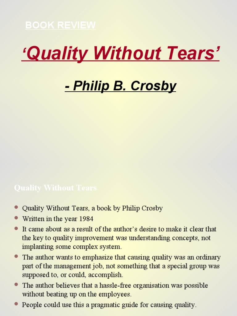 Quality Without Tears | PDF | Quality Management | Cognition