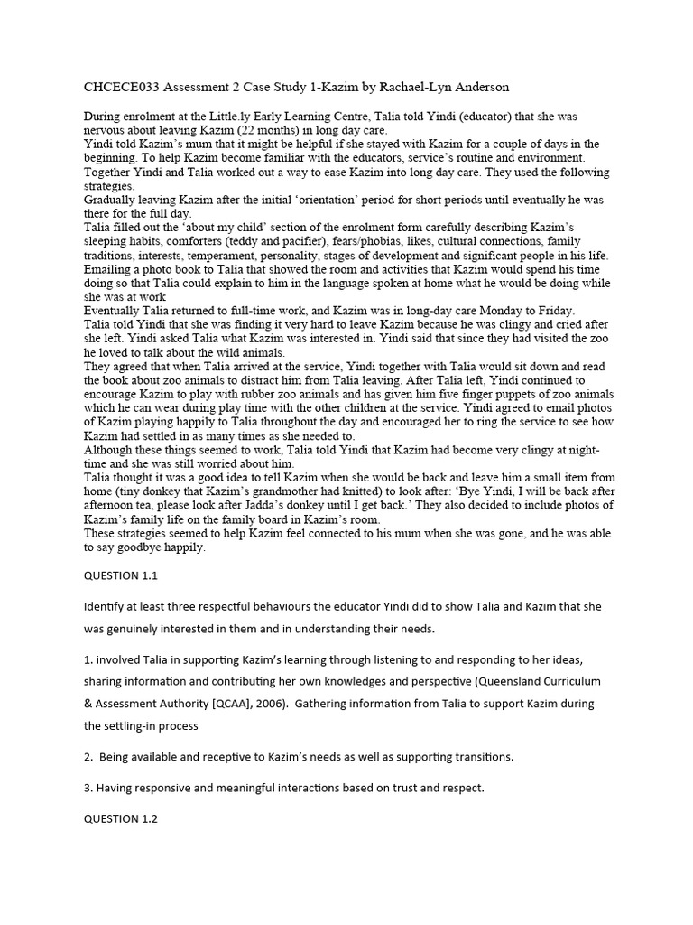 Chcece033 Assessment 2 Case Study 1 Kazim by Rachael-Lyn Anderson | Download Free PDF ...