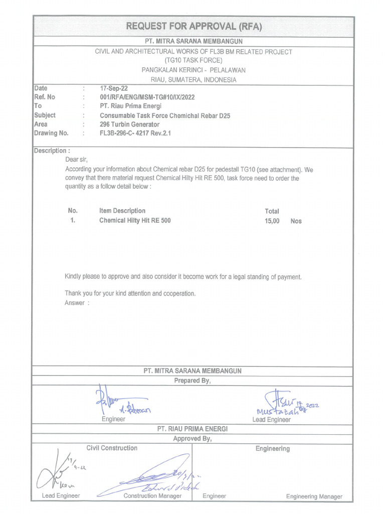 MSM 001 - TG 10 - Consumable Task Force Chemical Rebar D25 | PDF