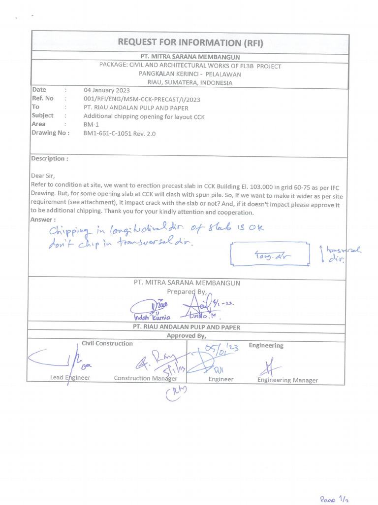 MSM 001 - BM 1 - Additional Chipping Opening For Layout CCK | PDF