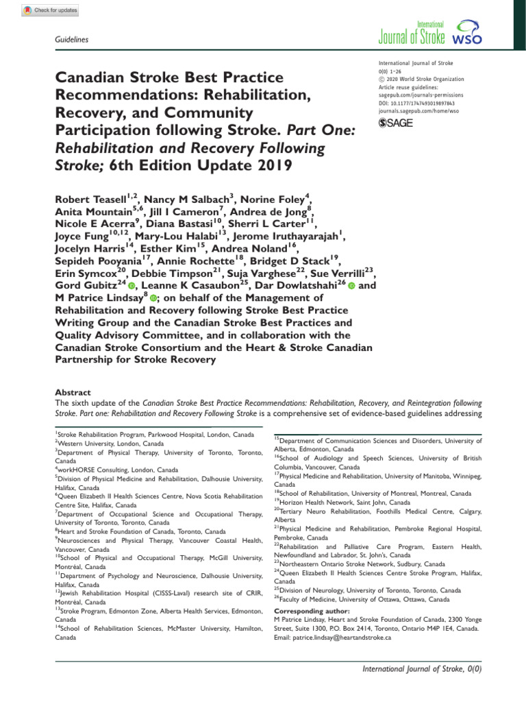 2020 - Canadian Stroke Best Practice Recommendations (Int J Stroke ...