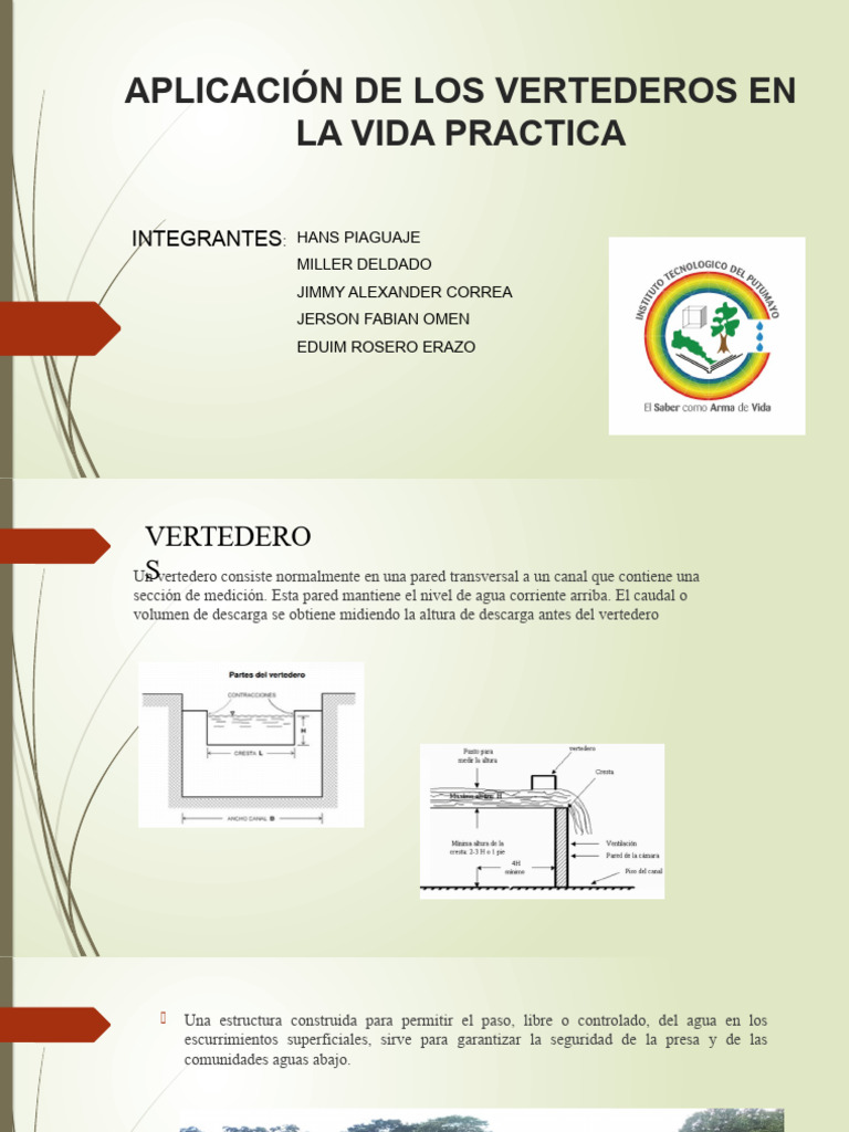 Aplicaciones Prácticas de Vertederos | PDF | Agua | Represa