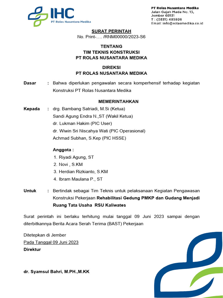 Surat Tugas Tim Teknis Konstruksi - Tu | PDF | Komputer | Teknologi ...