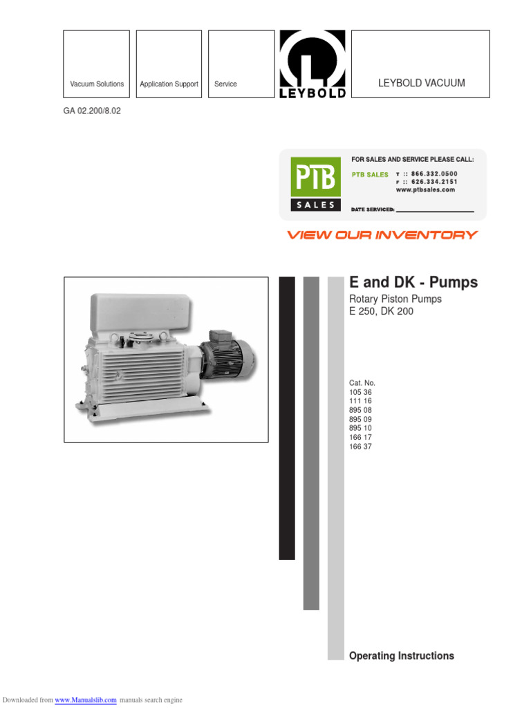 E and DK - Pumps: Leybold Vacuum | PDF | Pump | Piston