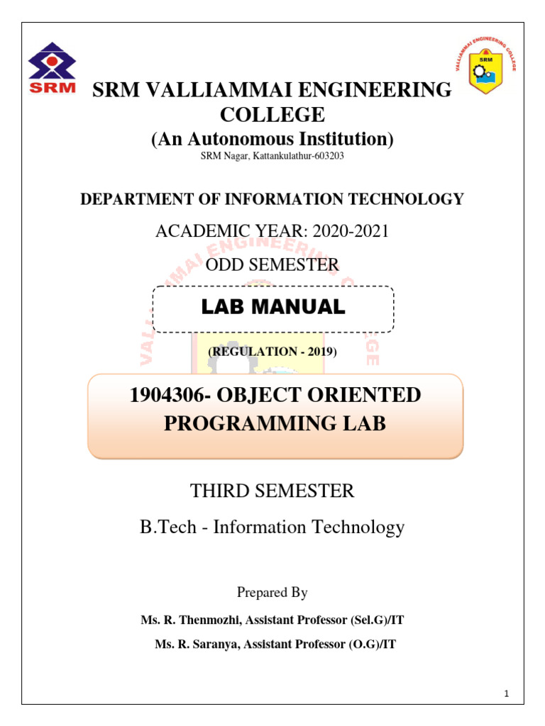 Object Oriented Programming Lab Manual 1 | PDF | Java (Programming Language) | Inheritance ...