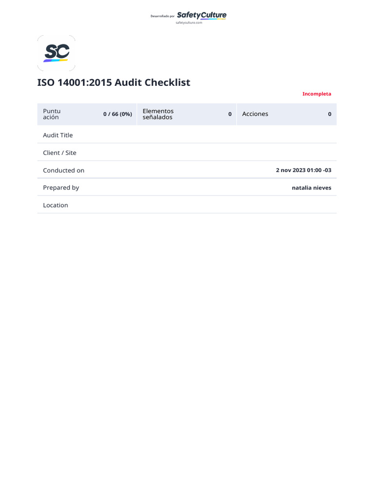 ISO 14001 2015 Audit Checklist | Download Free PDF | Audit ...