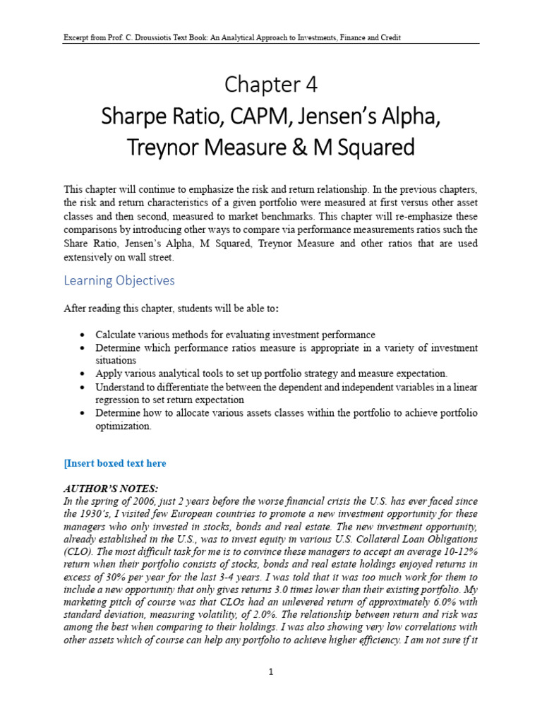 Portfolio Performance Metrics | PDF | Capital Asset Pricing Model ...