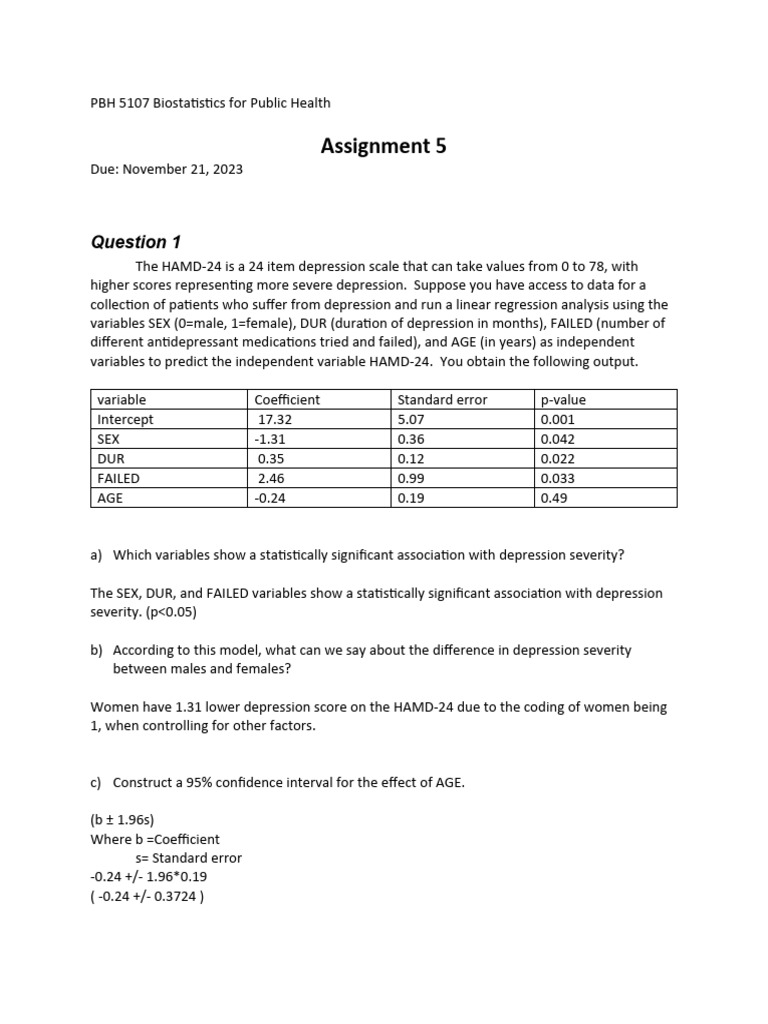 Assignment 5 | PDF | Dependent And Independent Variables | Statistics