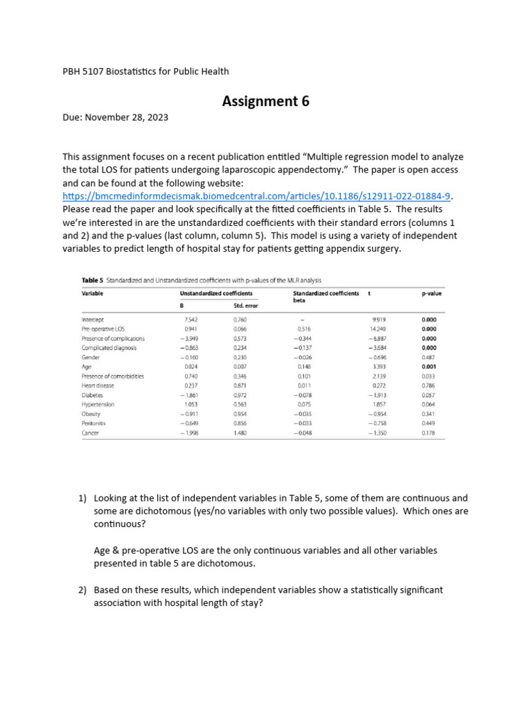 Assignment 6 | PDF | Dependent And Independent Variables | Categorical Variable