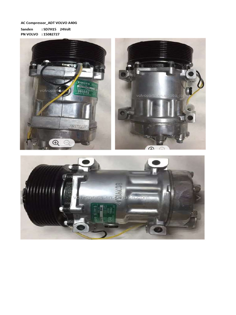 AC Compressor_VOLVO A40G_Sanden SD7H15 | PDF